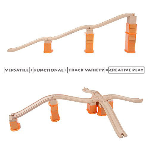 GetUSCart- Orbrium Toys Multi-Level 110 Piece Wooden Train Bulk Track ...