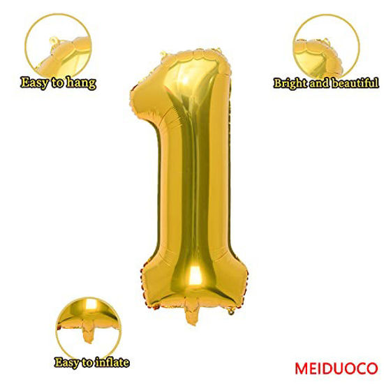GetUSCart- 32 Inch Gold Number 1 Balloons Foil Ballon Digital Birthday ...