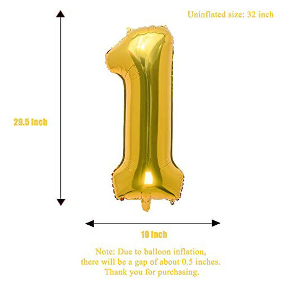 GetUSCart- 32 Inch Gold Number 1 Balloons Foil Ballon Digital Birthday ...