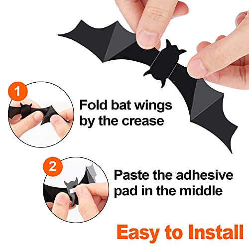 GetUSCart- 120 Pcs Halloween Decorations Bats Wall Decor, 8 Styles ...
