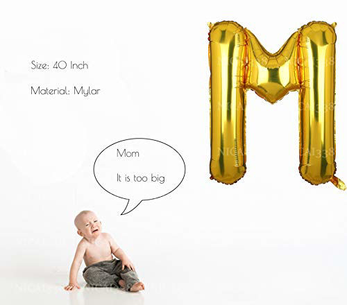 GetUSCart- 40 Inch Large Gold Letter M Foil Balloons Hellium Golden Big ...