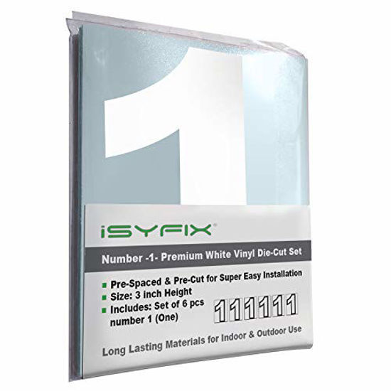 GetUSCart- White Vinyl Number 1 (One) Stickers - 6 Pack 3 inch Self ...