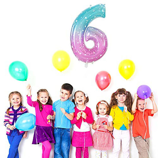 GetUSCart- Gifloon Number 6 Balloon, 6th Birthday Foil Balloons, Large ...