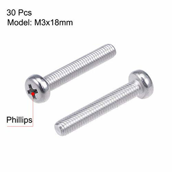 GetUSCart- uxcell M3x18mm Machine Screws Pan Phillips Cross Head Screw ...