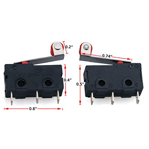 GetUSCart- URBEST AC 250V 5A SPDT 1NO 1NC Momentary Hinge Roller Lever Micro Switches 3 Pins 10 Pcs