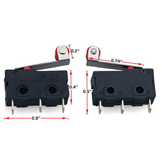 GetUSCart- URBEST AC 250V 5A SPDT 1NO 1NC Momentary Hinge Roller Lever ...