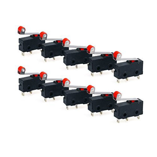GetUSCart- URBEST AC 250V 5A SPDT 1NO 1NC Momentary Hinge Roller Lever Micro Switches 3 Pins 10 Pcs