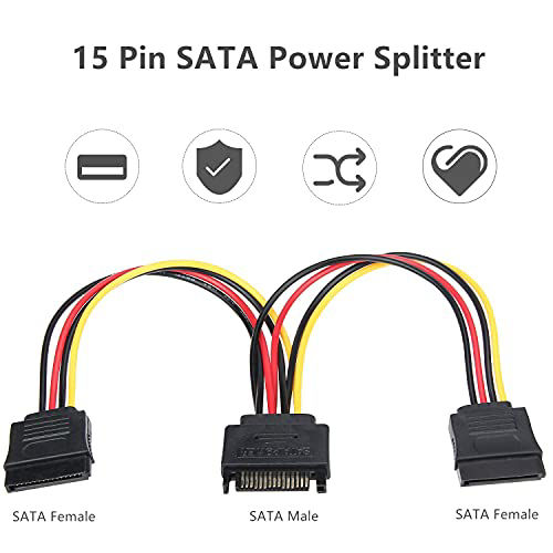 GetUSCart- SATA Power Splitter, 3 Pack 15 Pin SATA Male to Dual 15 Pin ...