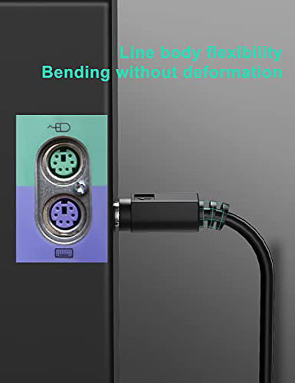 GetUSCart- PS/2 Male to Male Shielded Cable Black Mini 6PIN Mouse and ...