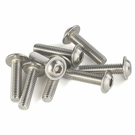 GetUSCart- M8-1.25 x 20mm Flanged Button Head Socket Cap Screw Bolts, 304 Stainless Steel 18-8 ...