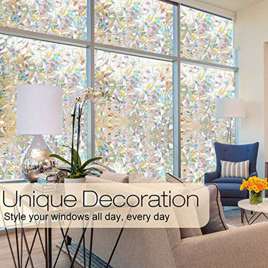 GetUSCart- rabbitgoo Window Privacy Film, Rainbow Window Clings, 3D ...