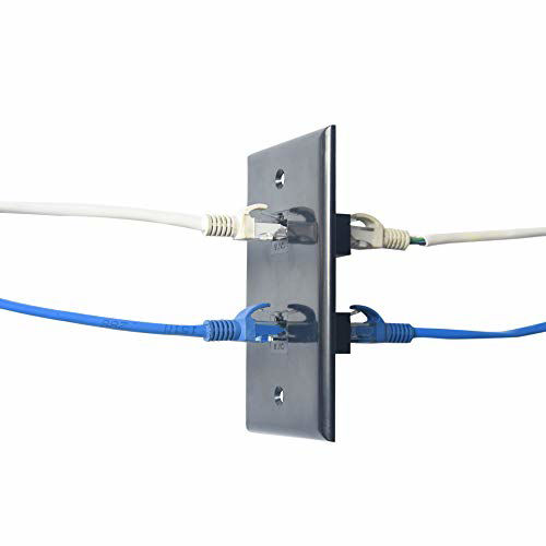 GetUSCart- 2 Port Ethernet Wall Plate - Cat6 RJ45 Ethernet Cable Wall ...