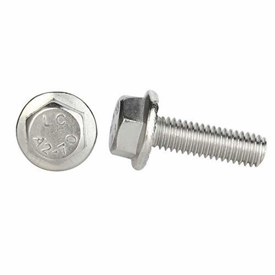 GetUSCart- M8 x 12mm Flanged Hex Head Bolts Flange Hexagon Screws, Stainless Steel A2, DIN 6921 ...