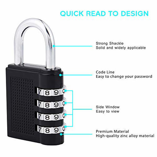 GetUSCart- 2 Pack Combination Padlock - 4 Digit Combination Lock for ...