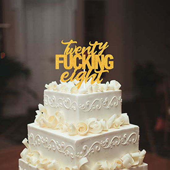 GetUSCart- Twenty Eight Gold Glitter Cake Toppers 28 Years Old 28th ...