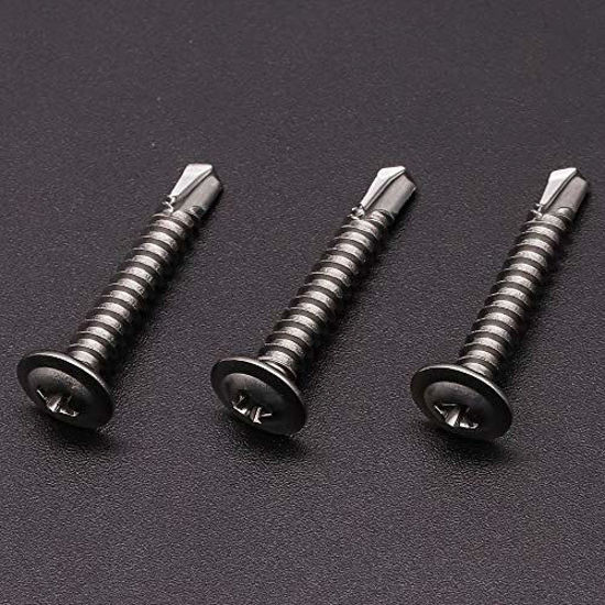 GetUSCart- Stainless Steel Wafer Head Self Drilling Screws #8 x 1-1/2" (3/8" to 3-1/2" Lengths ...