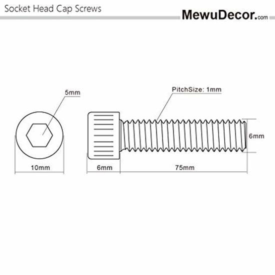 GetUSCart- M6-1.0 x 75mm Socket Head Cap Screws Metric, Allen Socket ...