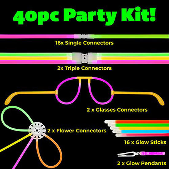 GetUSCart- PartySticks Moondance Glow Sticks and Connectors - 40pk Glow ...