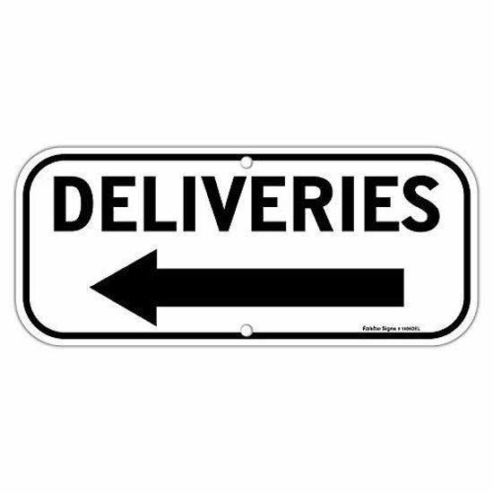 GetUSCart- Deliveries Sign with Arrow, 14x6 Inches Rectangle Rust Free ...