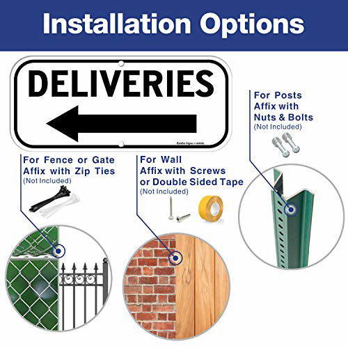 GetUSCart- Deliveries Sign with Arrow, 14x6 Inches Rectangle Rust Free ...