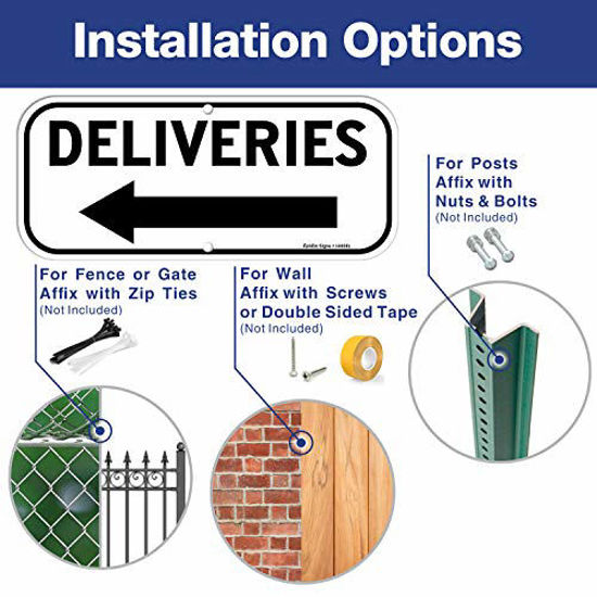 GetUSCart- Deliveries Sign with Arrow, 14x6 Inches Rectangle Rust Free ...