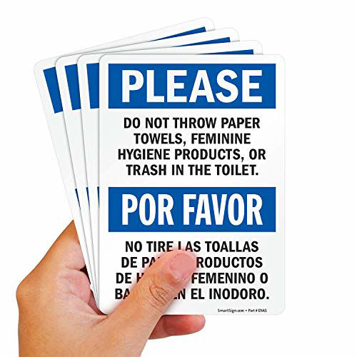 GetUSCart- SmartSign (Pack of 4) 7 x 5 inch ?Do Not Throw Paper Towels ...