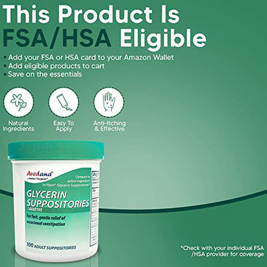 GetUSCart- Avedana Glycerin Suppositories - 100 Adult Size Laxative ...