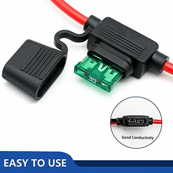 GetUSCart- 12 AWG Inline Fuse Holder - 12 Gauge Fuse Holder for 30A ...