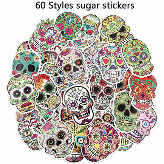 GetUSCart- Sugar Skull Stickers Pack, Laptop Skull Decals for Dia De ...