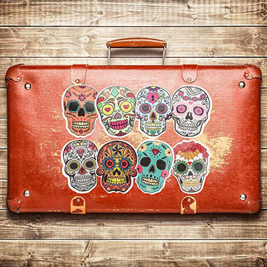 GetUSCart- Sugar Skull Stickers Pack, Laptop Skull Decals for Dia De ...