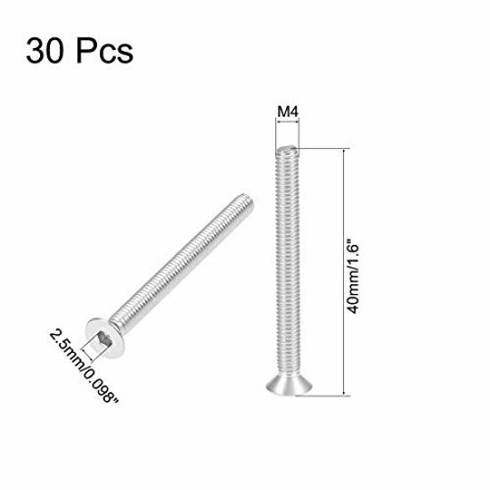GetUSCart- uxcell M4x40mm Flat Head Machine Screws Inner Hex Screw 304 Stainless Steel Fasteners ...