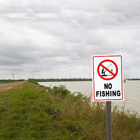 GetUSCart- No Fishing Sign, 14"x 10" .04" Aluminum Reflective Sign Rust ...