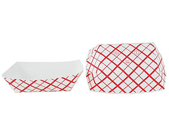 GetUSCart- Disposable Red and White Checkered Paperboard Food Trays ...