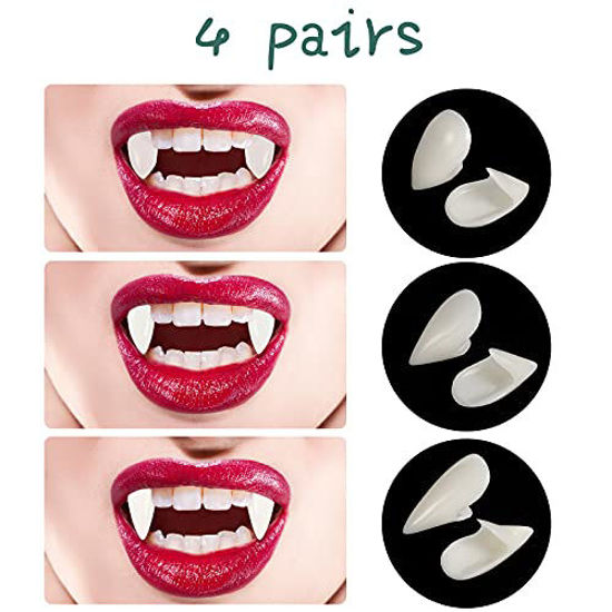 GetUSCart- Zhanmai 4 Pairs Vampire Fangs Fake Teeth with Teeth Pellets ...