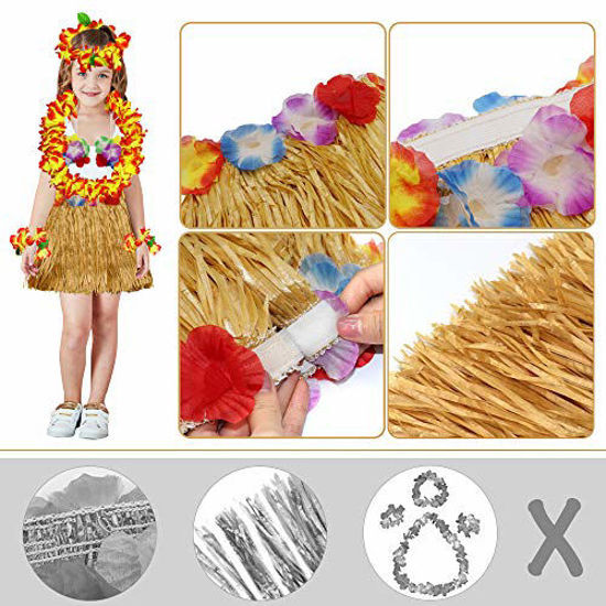 GetUSCart- 30cm Hawaiian Grass Skirt Performance Costume Set for Girls