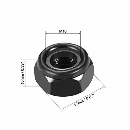 GetUSCart- uxcell M10 x 1.5mm Nylon Insert Hex Lock Nuts, Carbon Steel ...