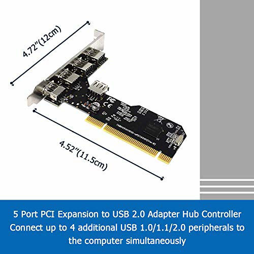 GetUSCart- GODSHARK Internal USB 2.0 PCI Card, 5 Port (4 External & 1 ...