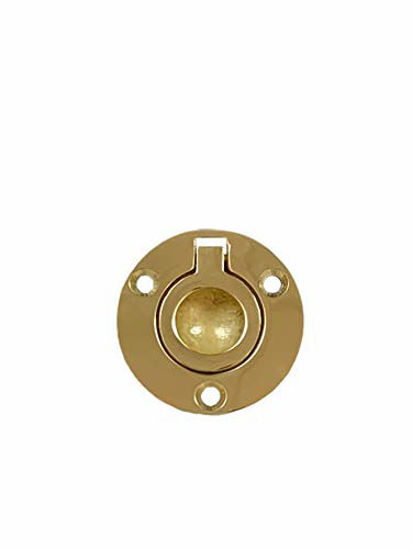 GetUSCart- QCAA Solid Brass Flush Ring Pull Round, 1-1/2", Polished Brass, 4 Pack
