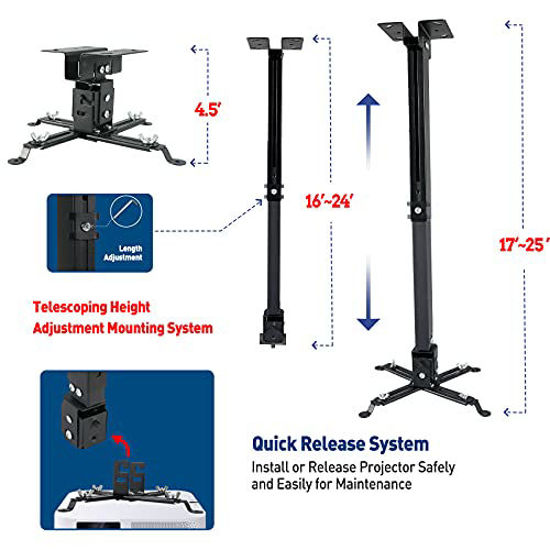 GetUSCart- Projector Mount, Homcine Universal Projector Ceiling/Wall ...