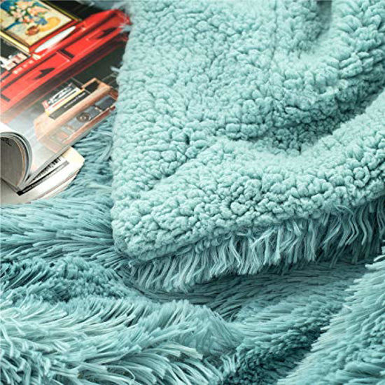 GetUSCart- Bedsure Faux Fur Throw Blanket Teal Green - Fuzzy Fluffy ...