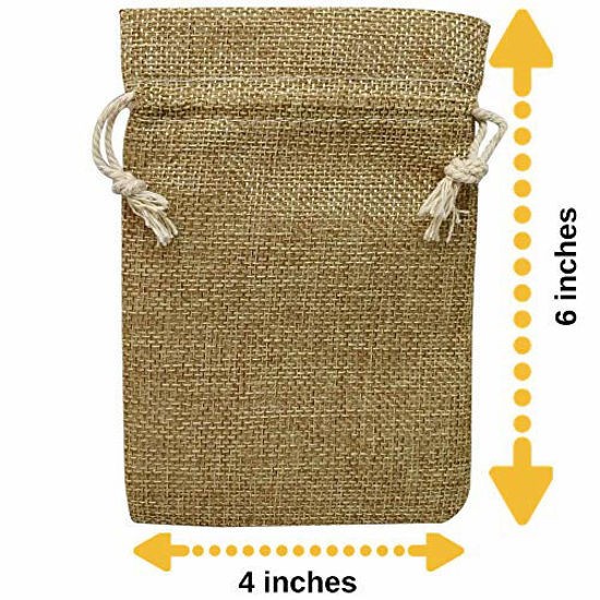 GetUSCart- 50 Small Burlap Bags with Drawstring, 4x6 Inch Rustic Gift ...