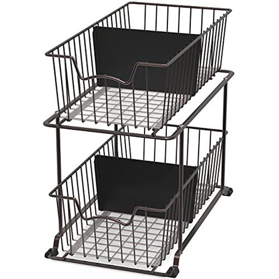 GetUSCart- SimpleHouseware 2 Tier Cabinet Wire Basket Drawer Organizer ...