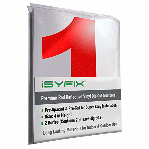 GetUSCart- Reflective Red Vinyl Numbers Stickers - (2 Sets) 4 Inch ...