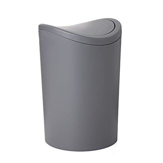 GetUSCart- Superio Small Trash Can with Lid 6 Liter Grey, Plastic Mini ...