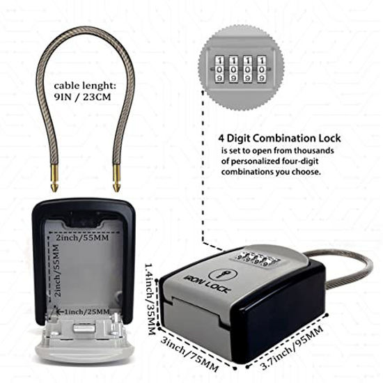 GetUSCart- Iron Lock - Cable Shackle Portable Key Lock Box for Keys 4 Digit Combination lockbox ...