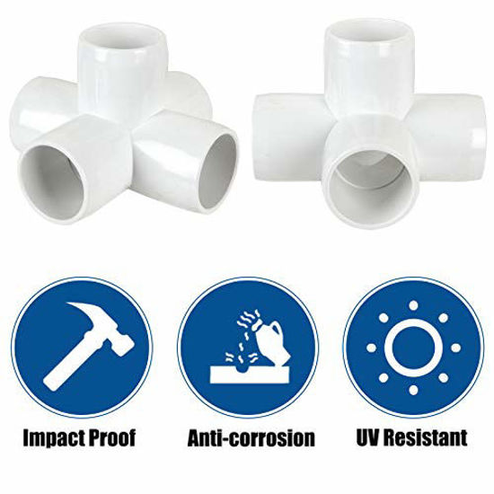 GetUSCart- 12 Pack 1 Inch 5 Way PVC Elbow Fittings, 5-Way Cross PVC ...