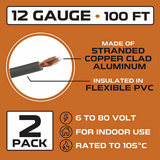GetUSCart- 12 Gauge Primary Wire - 2 Roll Red & Black Pack - 100 Ft of ...
