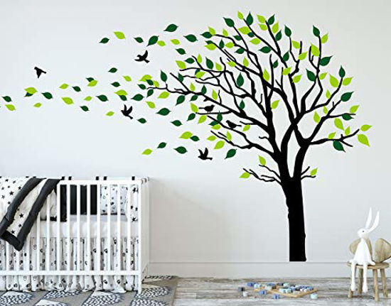 GetUSCart- LUCKKYY Tree Blowing in The Wind Tree Wall Decals Wall ...