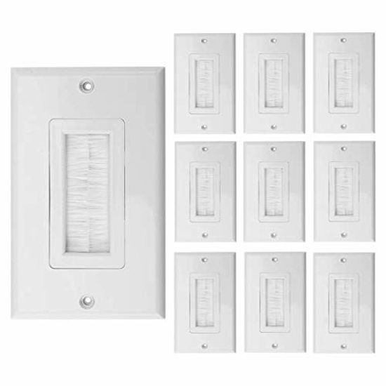 GetUSCart- Single Brush Wall Plate(White/10Pack),Cable Pass Through ...