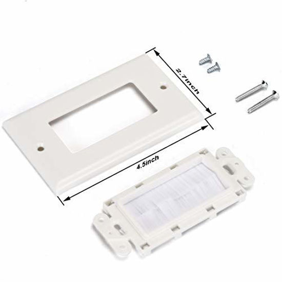 GetUSCart- Single Brush Wall Plate(White/10Pack),Cable Pass Through ...